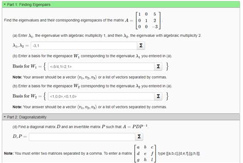 Solved Part Finding Eigenpairs Find The Eigenvalues Chegg Com