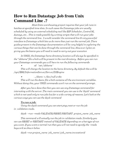 How To Run Datastage Job From Unix Command Line Pdf Command Line Interface Computer
