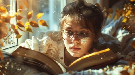 Premium Photo A Beautiful Girl Reading Books At Home
