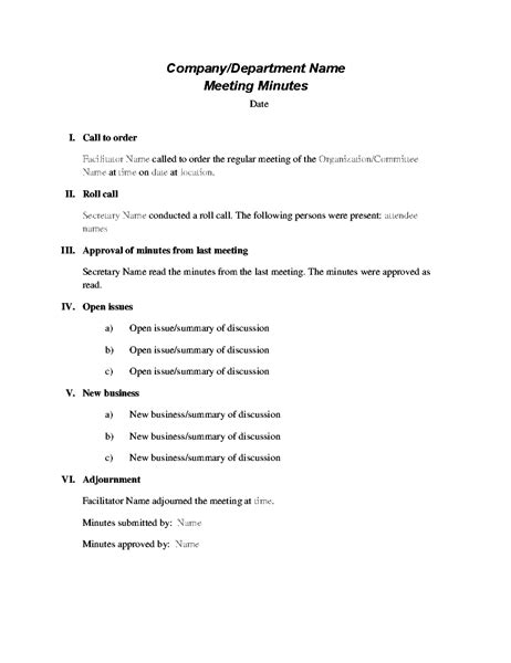 Use These Minutes To Record Formal Meetings Conducted According To