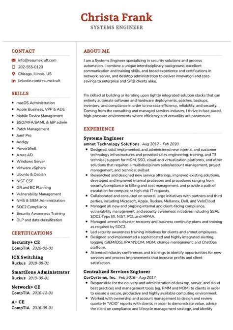 Systems Engineer Resume Example In 2025 Resumekraft