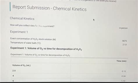 Report Submission Chemical Kinetics Chemical Chegg Com