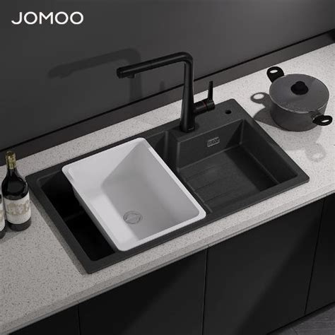 JOMOO九牧 雅黑石英石阶梯槽家用厨房水槽单槽06231不含龙头