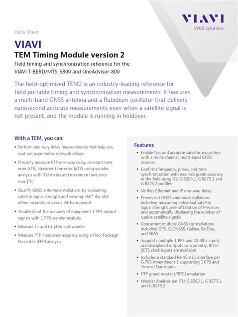 Tem Timing Module Version 2 T Berd Mts 5800 And Oneadvisor 800 Data Sheets En Pdf