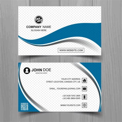 파란색 물결 모양의 명함 Eps Uidownload