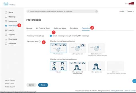 Webex Recording Settings Technology Resources