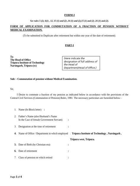 Pension Commutation Application Form Pdf