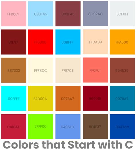 List Of Colors That Start With C