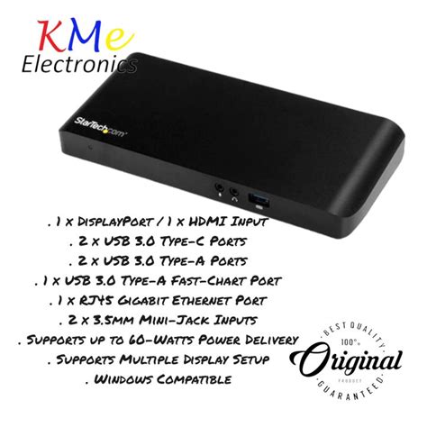 Startech Dual Monitor USB C Dock For Windows 4x USB 3 Ports MST30C2DPPD Docking Station