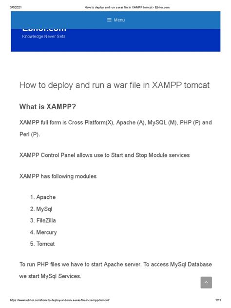 How To Deploy And Run A War File In Xampp Tomcat Pdf