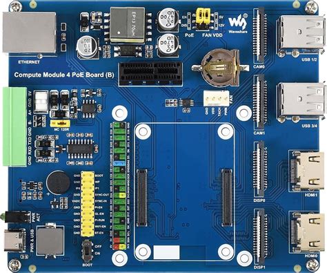 Waveshare Raspberry Pi Compute Module 4 Io Board With Poe Feature Type B Suitable