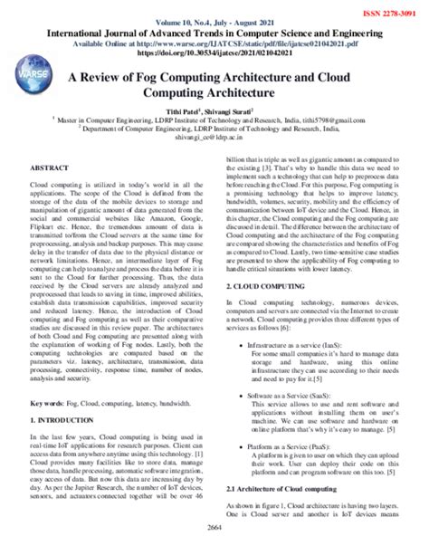 pdf a review of fog computing architecture and cloud computing