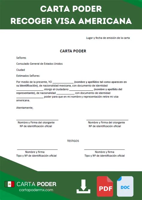 Carta Poder Para Recoger Visa Americana 2025 ️