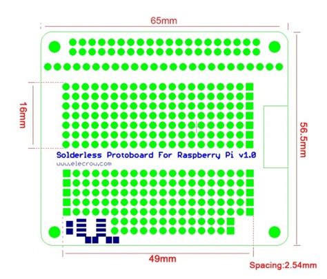 Solderless Protoboard For Raspberry Pi Er Dra03485p 2x20 Gpio Header