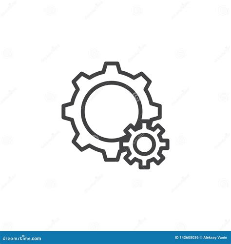 Setting Gears Line Icon Stock Vector Illustration Of Clock 143608036
