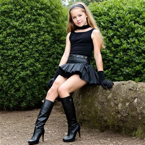 A Sexy 12 Year Old Wearing Elbow Long Black Gloves By Александр
