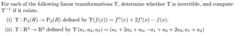 solved for each of the following linear transformations t