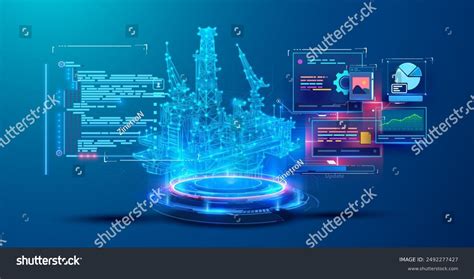 Futuristic Digital Interface Offshore Oil Rig Stock Vector Royalty Free 2492277427 Shutterstock