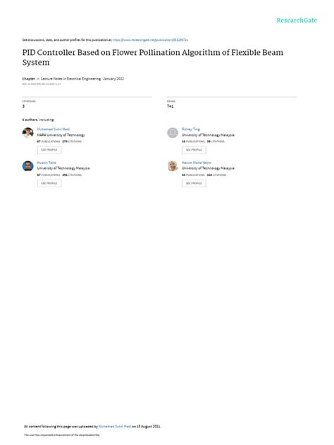 Pidcontroller Basedon Flower Pollination Algorithmof Flexible Beam System Pdf Control Theory