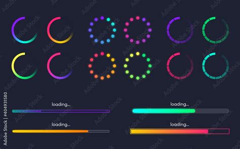 loading bar set on dark backdrop waiting symbol visualization
