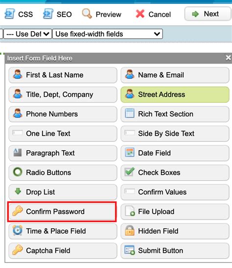 Creating A Password Field Act On Connect