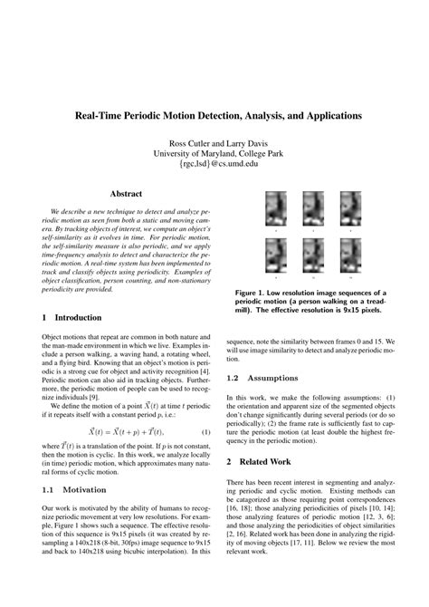 Pdf Real Time Periodic Motion Detection Analysis And Applications