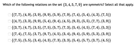 Solved Which Of The Following Relations On The Set Chegg Com