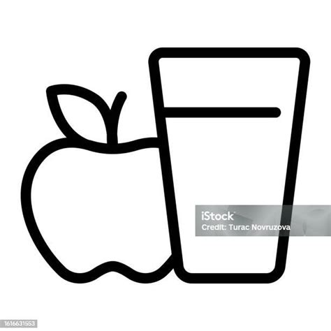주스 한 잔과 사과 라인 아이콘 추수감사절 개념 흰색 배경에 사과 수확 기호 모바일 웹 디자인을 위한 개요에 있는 신선한 과일 주스 아이콘 벡터 그래픽 가을에 대한 스톡