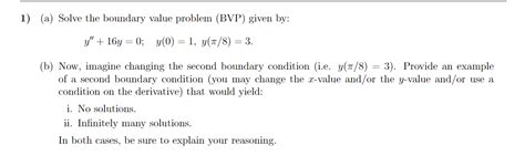 Solved A Solve The Boundary Value Problem Bvp Given By