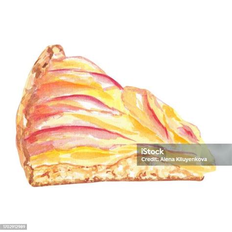 수채화 사과 파이 캐러멜 케이크 견과류 토핑은 흰색 배경에 고립된 그림입니다 로고 메뉴 포스터 패턴에 대한 가을 디저트 디자인을 위한 예술 맛있는 음식 가을에 대한 스톡