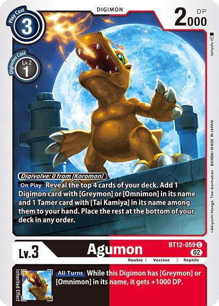 Agumon Bt12 059 Digimoncardgame Wiki Fandom