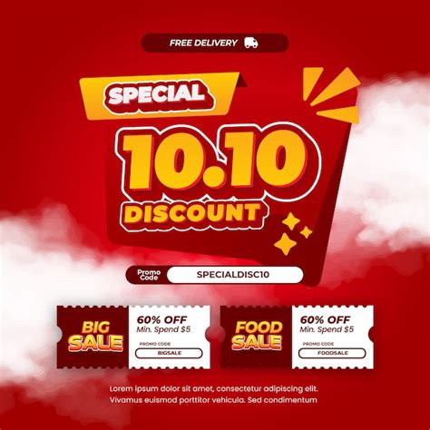 Premium Vector 10 10 Shopping Day Sale Discount Deals Red Gradient Cute Pop Up With Voucher Banner