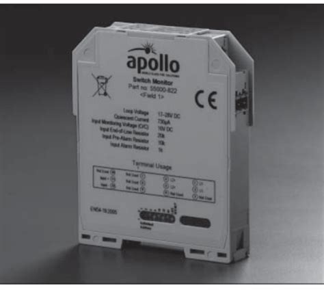 55000 822APO Moduel giám sát tiếp điểm Apollo XP95 DIN Rail