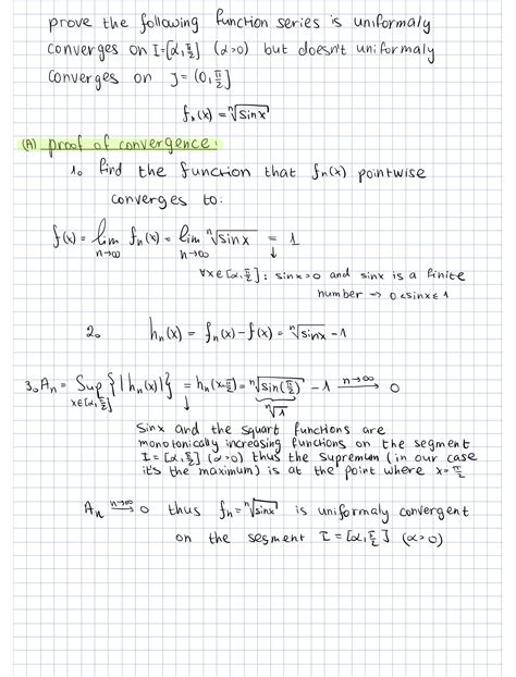 real analysis prove function series f n x sin x {1 n} doesn