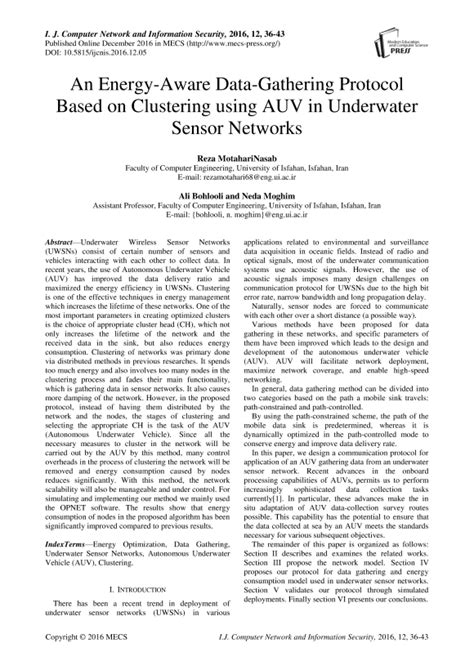 An Energy Aware Data Gathering Protocol Based On Clustering Using Auv In Underwater Sensor