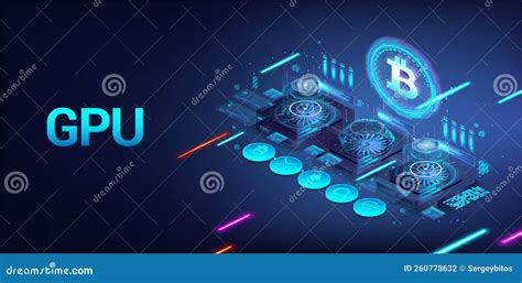 Cryptocurrency Mining By Video Graphics Card Gpu Stock Vector Illustration Of Data Concept