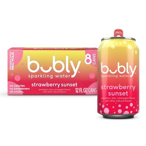 Bubly Strawberry Sunset Sparkling Water 12 Fl Oz 8 Pack Cans