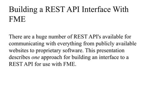 Building A Rest Api Interface With Fme Pdf