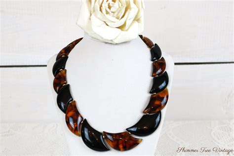 Vintage Chunky Lucite Faux Tortoise Shell And Black Lucite Etsy Canada Necklace Lengths