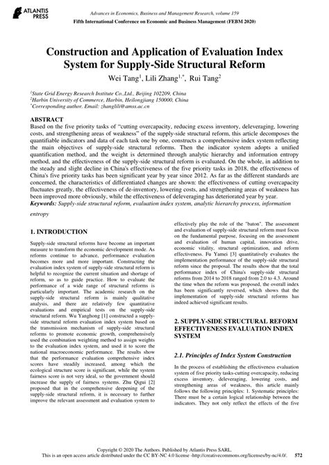 Pdf Construction And Application Of Evaluation Index System For