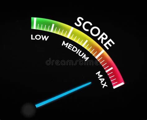 Maximum Score Showing On A Glowing Speedometer With Needle And Bar