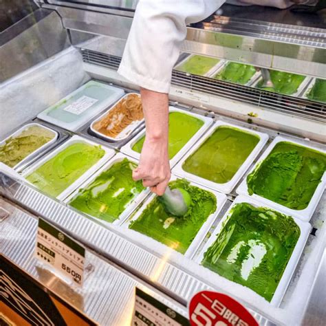 교토 니시키시장 길거리음식 말차 아이스크림 Sawawa