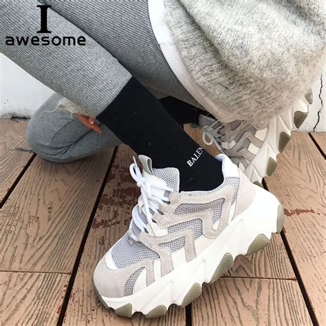 Кроссовки из натуральной кожи в стиле ретро обувь на платформе женские кроссовки на массивном