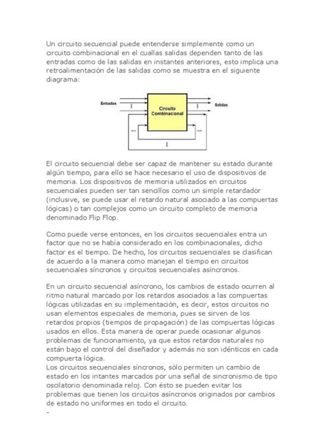 Un Circuito Secuencial Puede Entenderse Simplemente Como Un Circuito Combinacional En El Cuallas