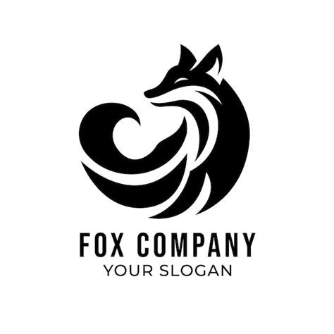 Шаблон логотипа силуэта лисы изолированный на белом фоне Премиум векторы