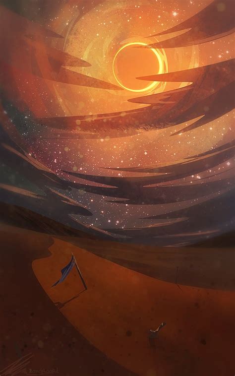 Zandra Original Artist Name Cloud Cloudy Sky Desert Eclipse Flag Glowing Landscape