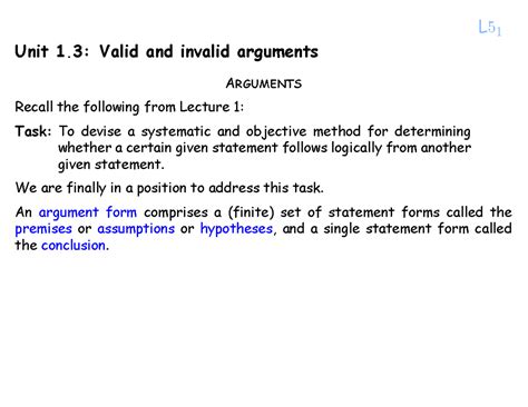 L5 Discrete Structures Lecture Slides Of 2022 On Valid And Invalid