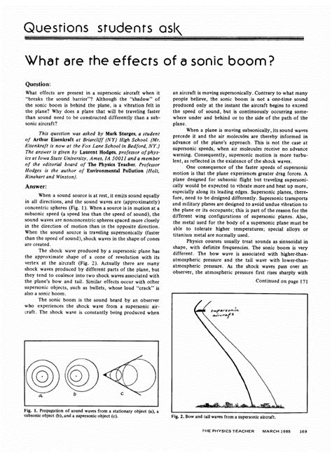 What Are The Effects Of A Sonic Boom The Physics Teacher Aip