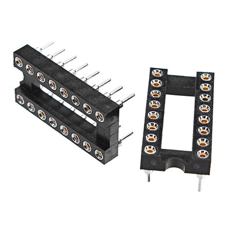 30pcs 16 Pins 2 54mm Dip Straight Plug Double Row Circular Hole Ic Socket Connector Adapter