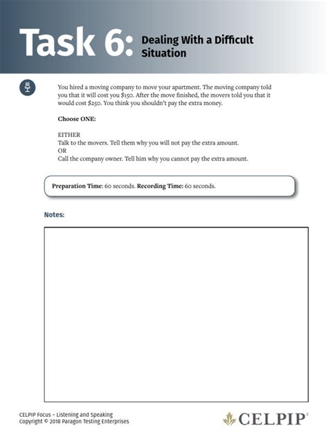 Celpip Test Practice Speaking Task 6 Pdf